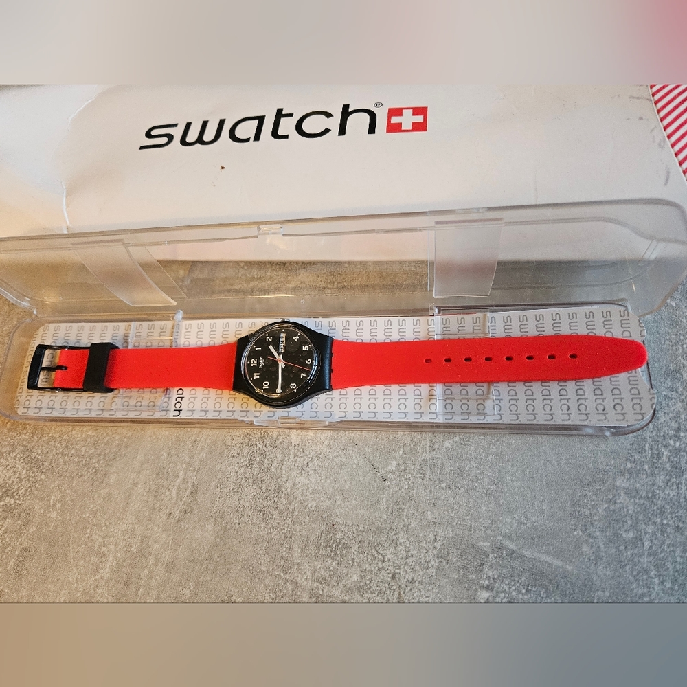 Black Women Swatch Swiss Watch With Red Strap, Brand … - Gem